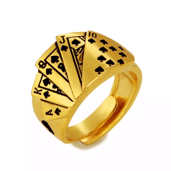 Accessories | Mens Gold Poker Ring Cards Adjustable | Poshmark